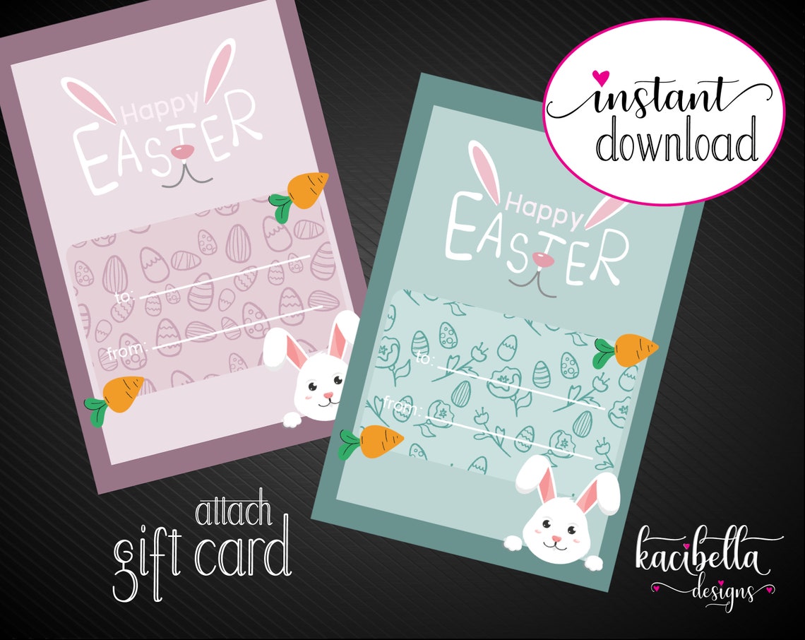 Printable EASTER Gift Card Holder. Easter Bunny Themed - Etsy