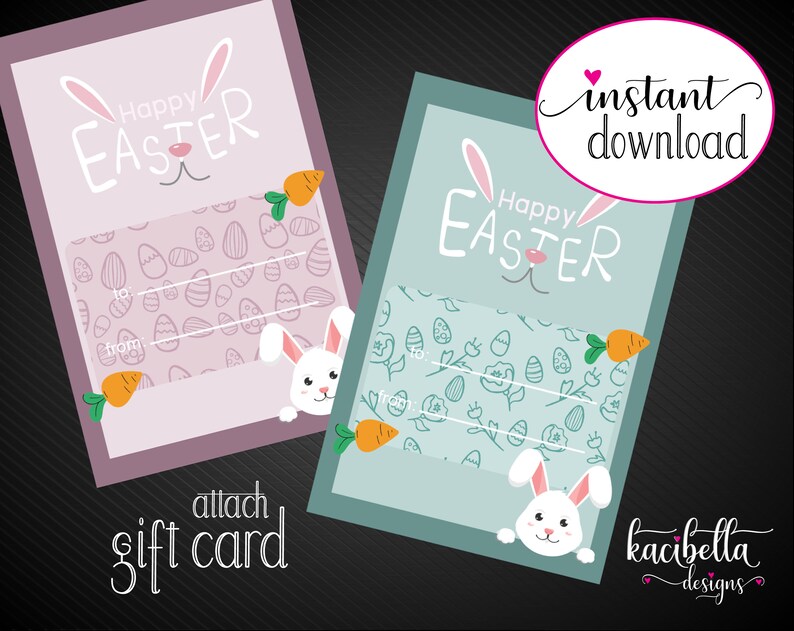 Printable EASTER Gift Card Holder. Easter Bunny Themed - Etsy