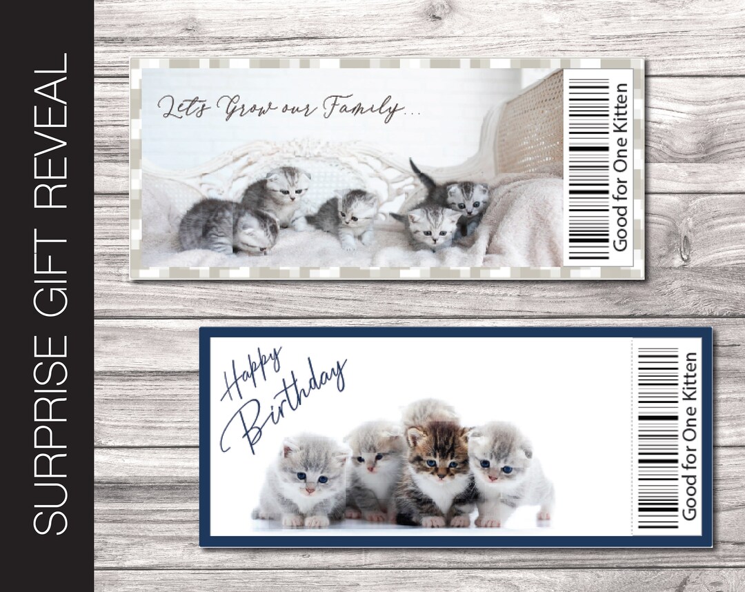 Printable NEW KITTEN / CAT Surprise Gift Reveal Coupon. Instant ...
