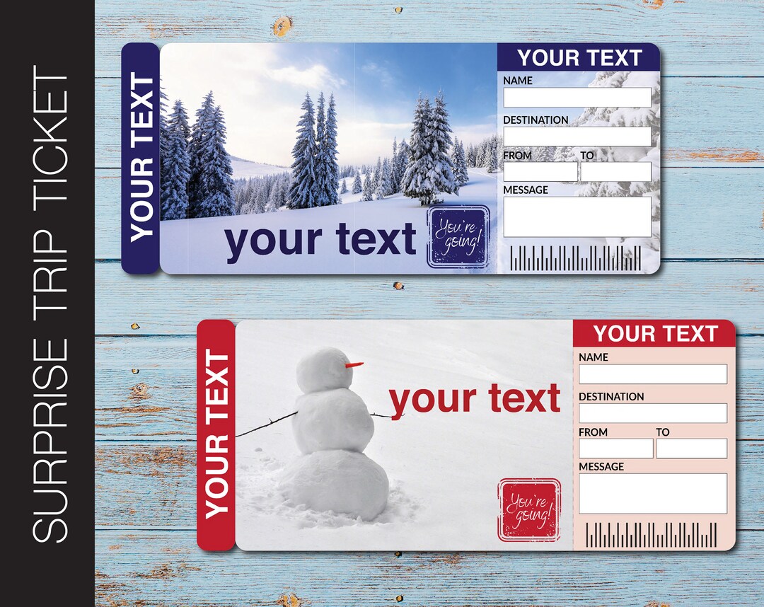 Printable SNOW TIME Surprise Gift Reveal Ticket. Admission Pass ...