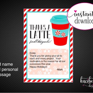 Printable CHRISTMAS Coffee Gift Card Holder. Thanks a Latte! Starbucks ...