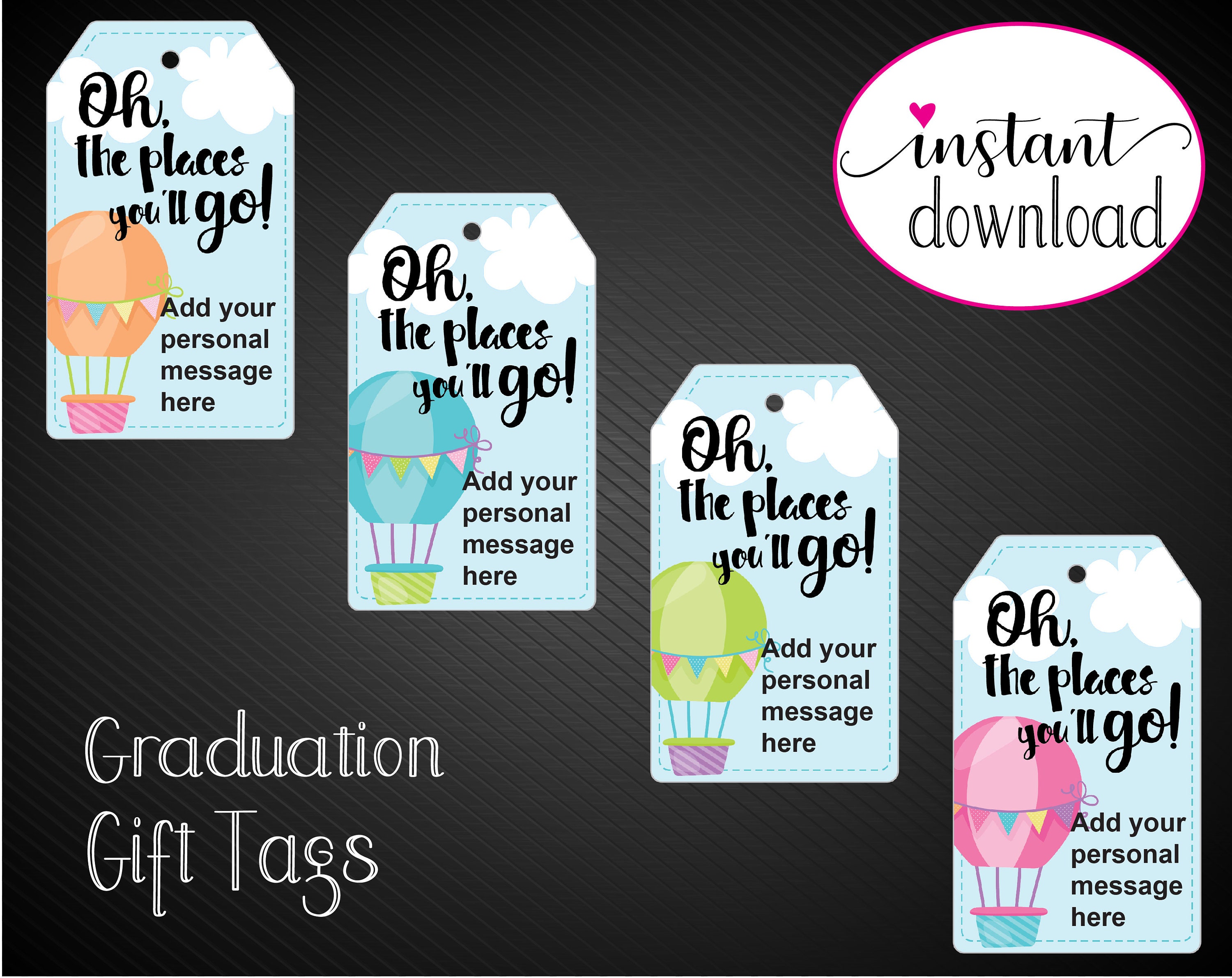 Editable OH the PLACES You'll Go Themed Gift Tags. - Etsy UK