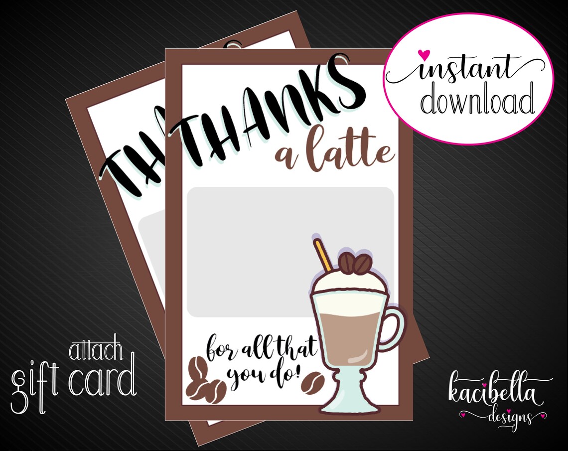 Printable COFFEE Gift Card Holder. Personalized. Thanks a | Etsy