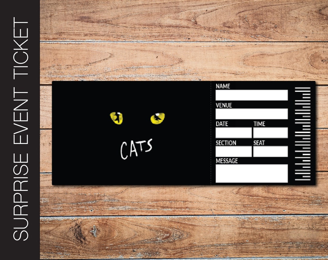 Printable CATS Broadway Surprise Ticket. Editable Musical Theatre Faux ...