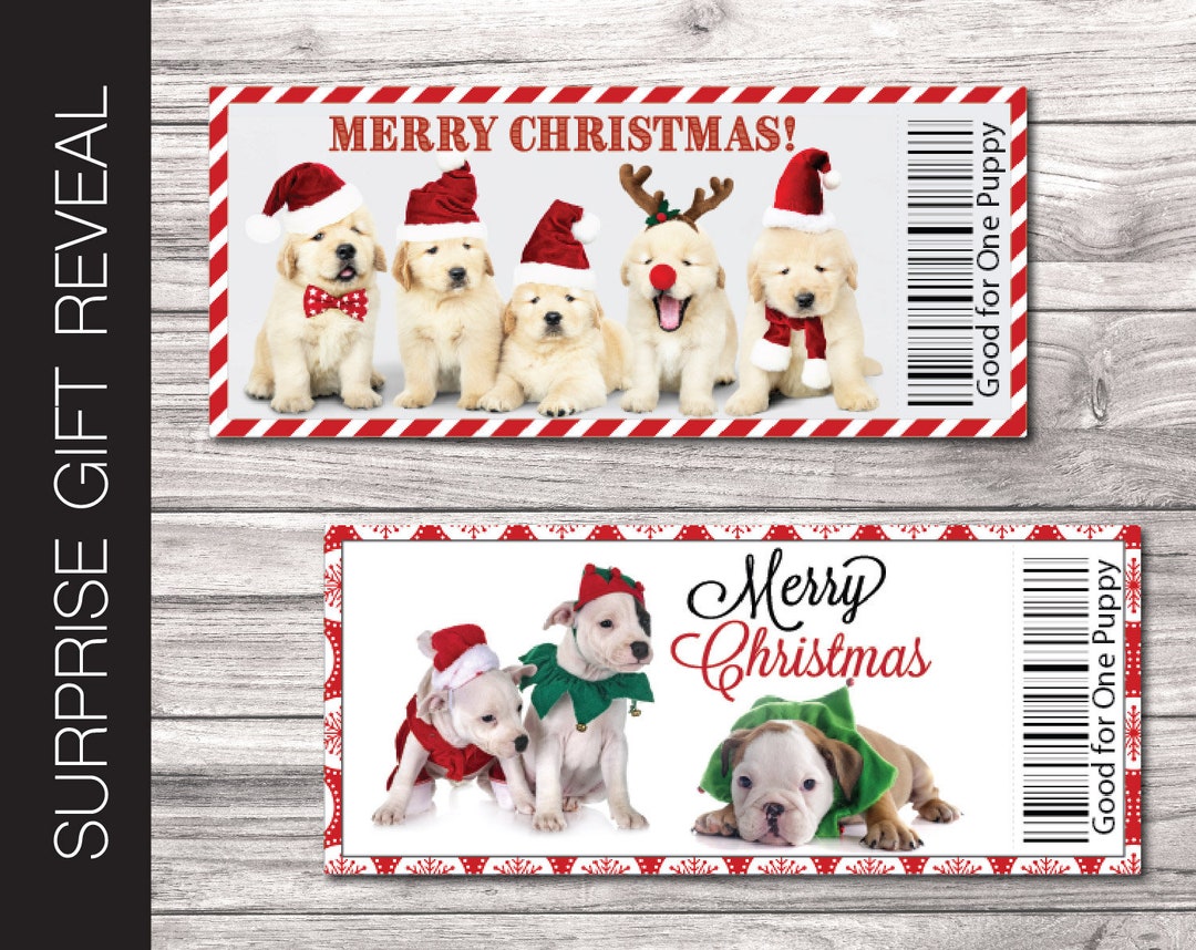 Printable CHRISTMAS PUPPY / DOG Surprise Gift Reveal Coupon. Instant ...