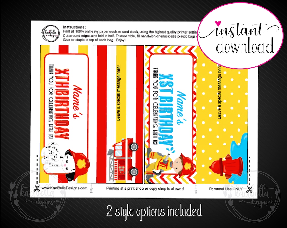 Printable BIRTHDAY Treat Bag Topper Candy Bag Party Favor - Etsy