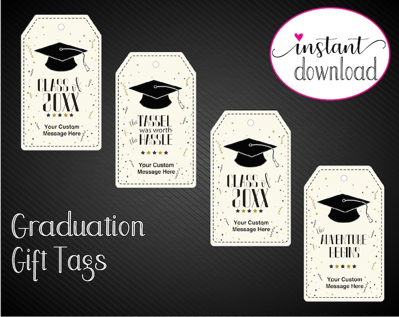 Editable GRADUATION Themed Gift Tags. Congratulations - Etsy