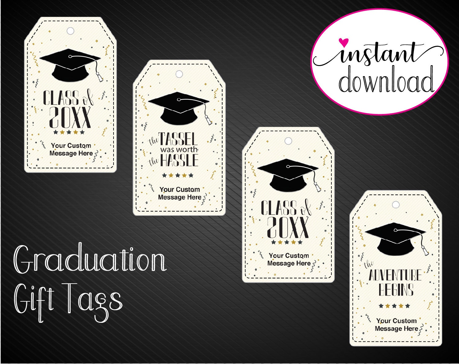 Editable GRADUATION Themed Gift Tags. Congratulations - Etsy