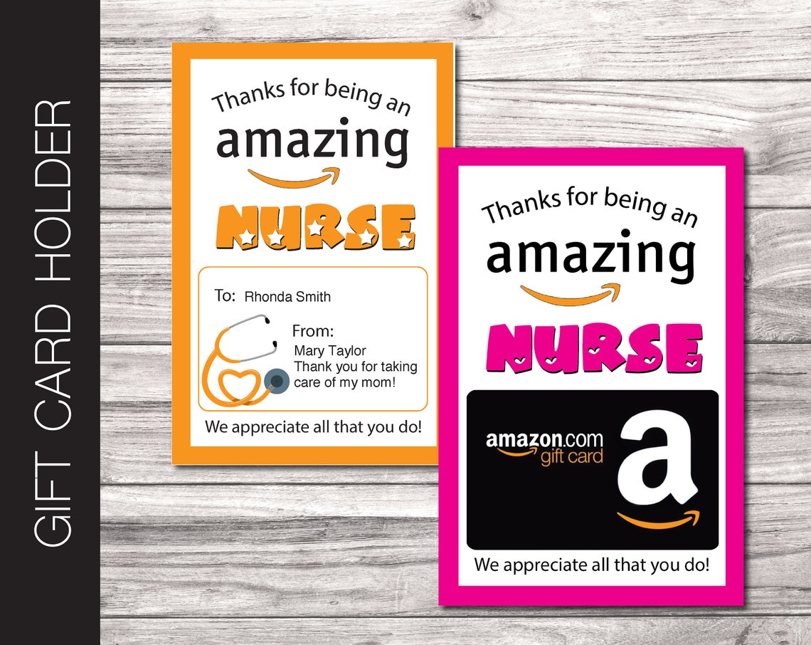 Printable NURSE Appreciation Amazon Gift Card Holder. Thank - Etsy