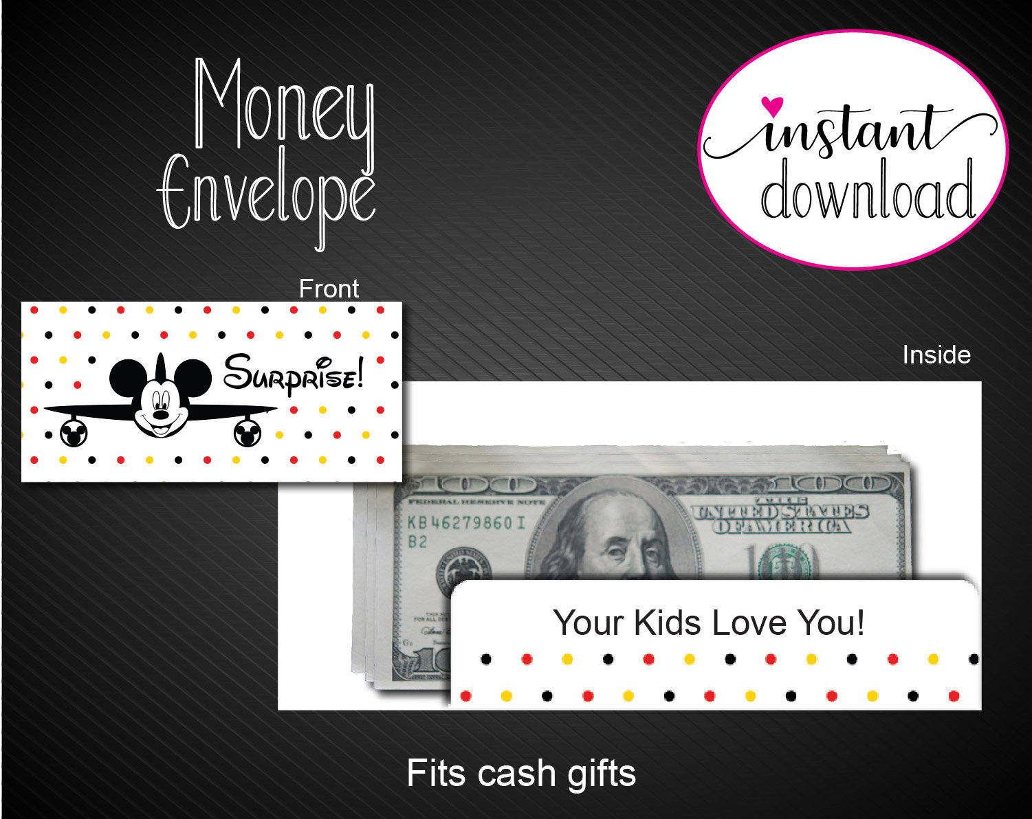 Printable DISNEY Envelope for Surprise Gift Tickets, Vouchers, Boarding ...