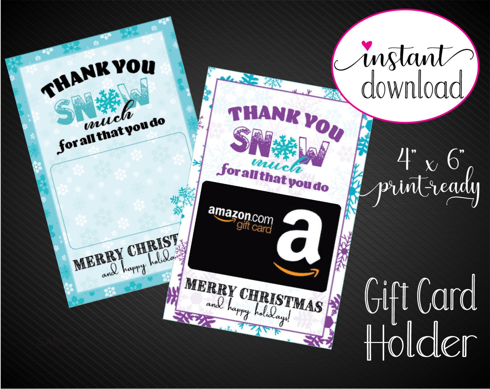 Printable CHRISTMAS Appreciation Gift Card Holder. Thank You - Etsy