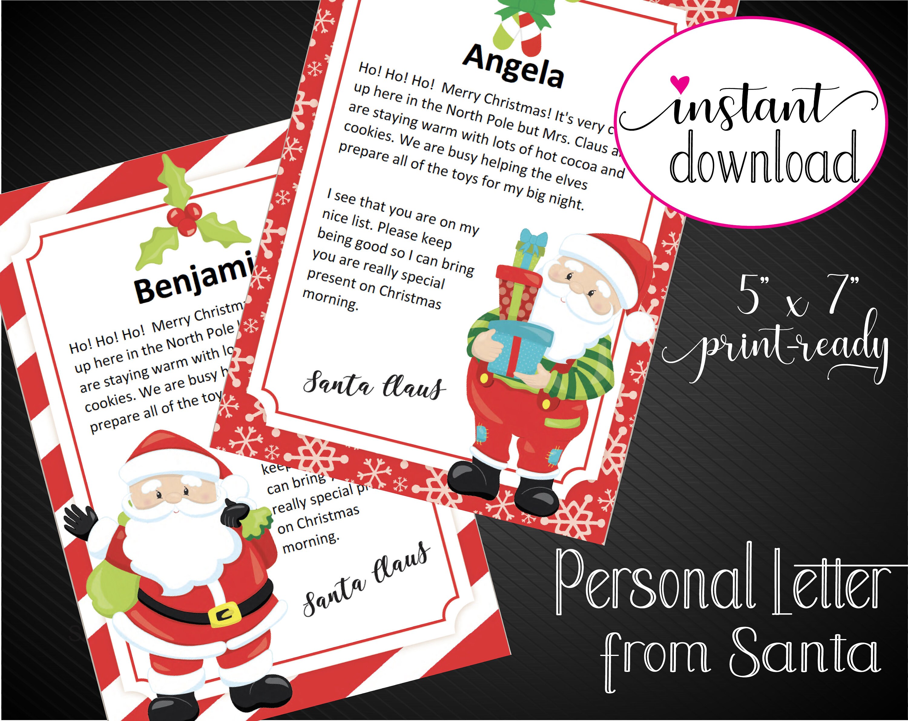 Printable SANTA CLAUS Personalized Letter. Letter From Santa. | Etsy