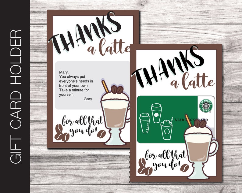 Printable COFFEE Gift Card Holder. Personalized. Thanks a - Etsy