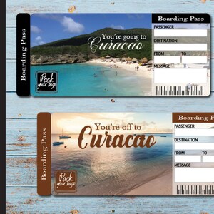 Printable CURACAO Surprise Trip Gift Ticket. Boarding Pass. Printable ...