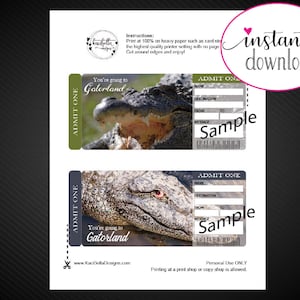 Printable GATORLAND Surprise Trip Tickets. Vacation Ticket. Boarding ...