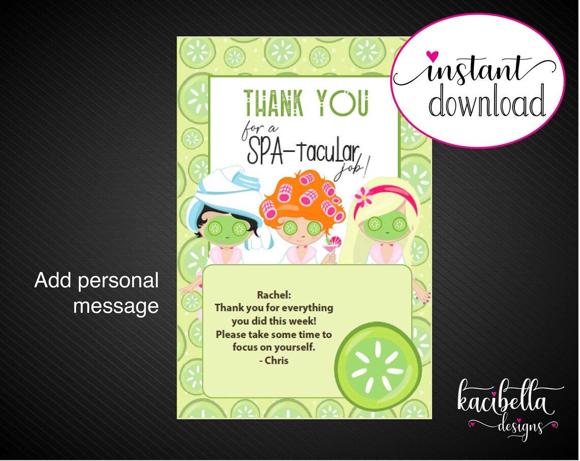 Printable SPA Appreciation Gift Card Holder. Mani Pedi Spa | Etsy