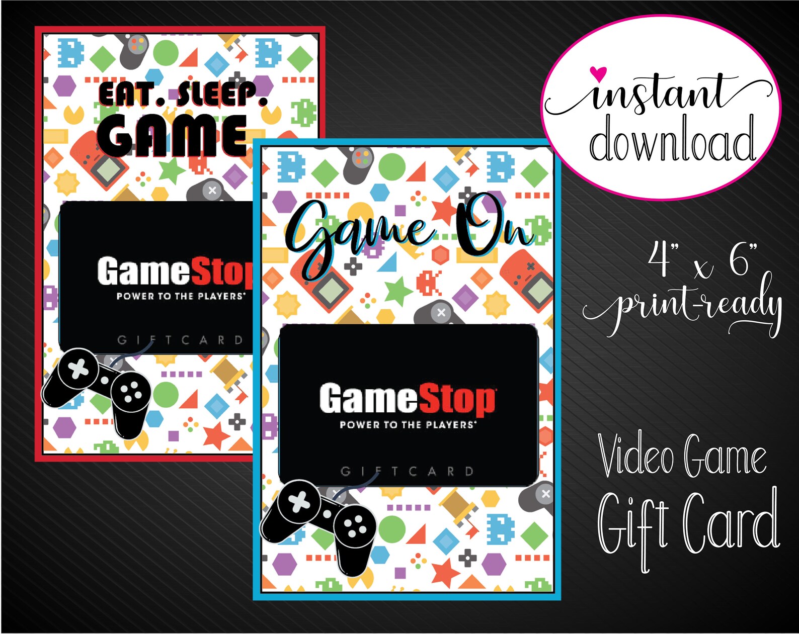 VIDEO GAME Gift Card Holder. Game On. Eat Sleep Game. Digital Printable ...