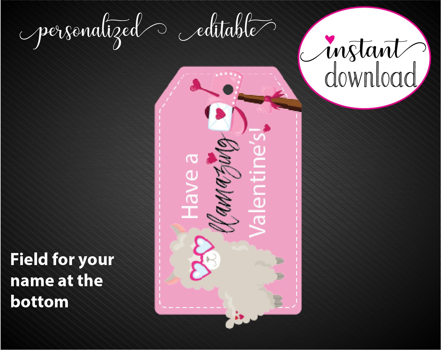 Editable VALENTINE Llama Themed Gift Tags. Have a Llamazing Valentines ...