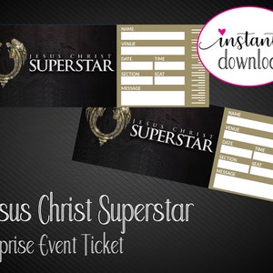 Printable JESUS CHRIST SUPERSTAR Broadway Surprise Ticket. Editable ...