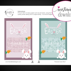 Printable EASTER Gift Card Holder. Easter Bunny Themed Editable Gift ...
