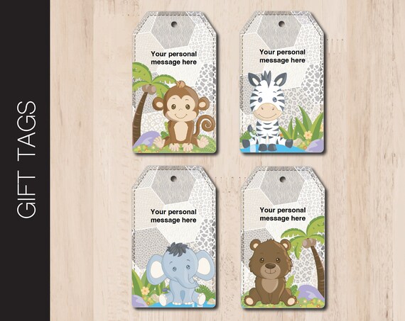 Editable Safari Themed Gift Tags. Double-sided Printable Baby - Etsy