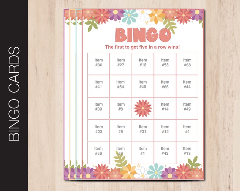 Editable FLOWERS Themed Bingo Game. 4 Colors. Add Your 72 | Etsy