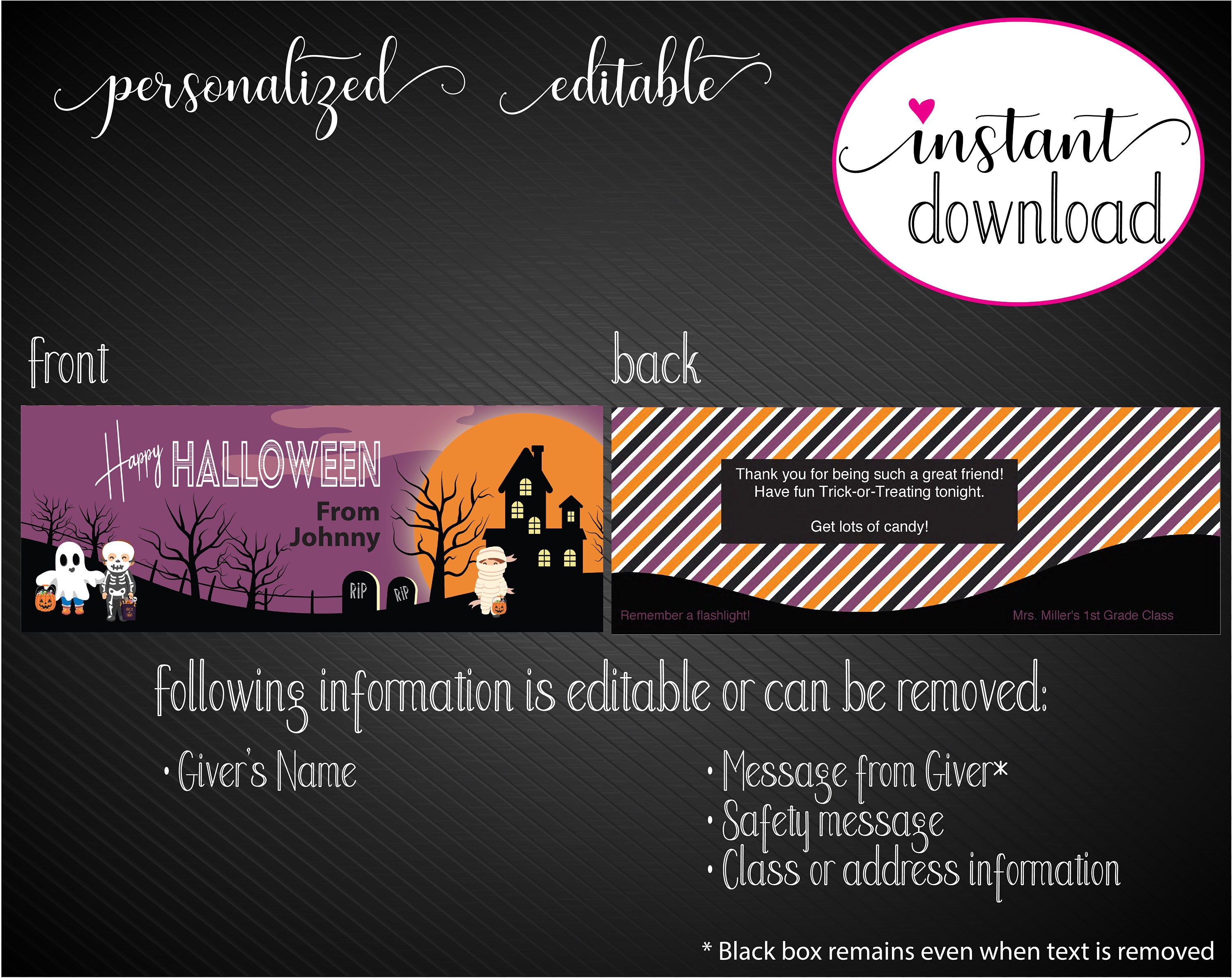 Printable HALLOWEEN Treat Bag Topper Candy Bag Party Favor - Etsy