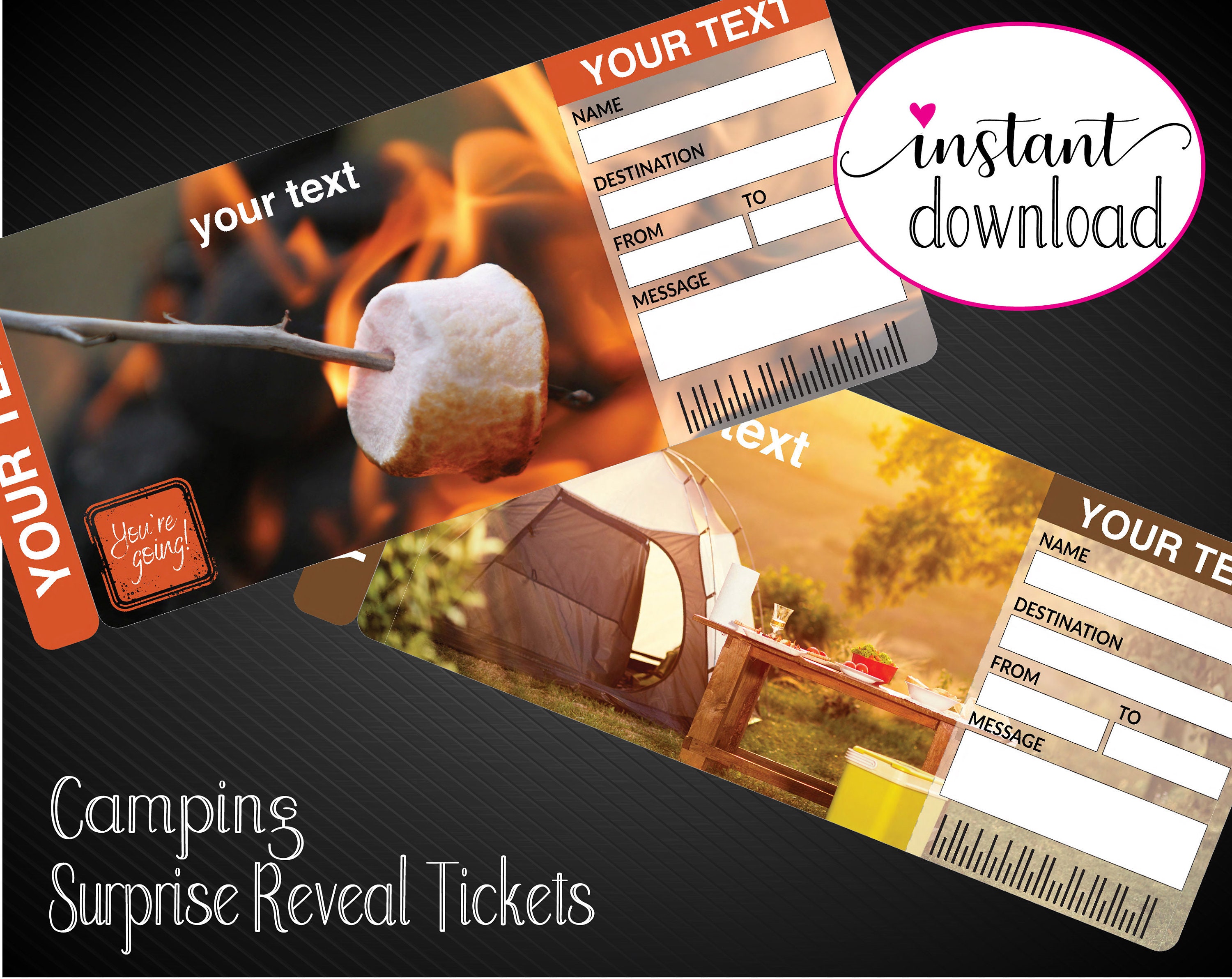 Printable CAMPING TRIP Surprise Gift Reveal Ticket. Admission - Etsy