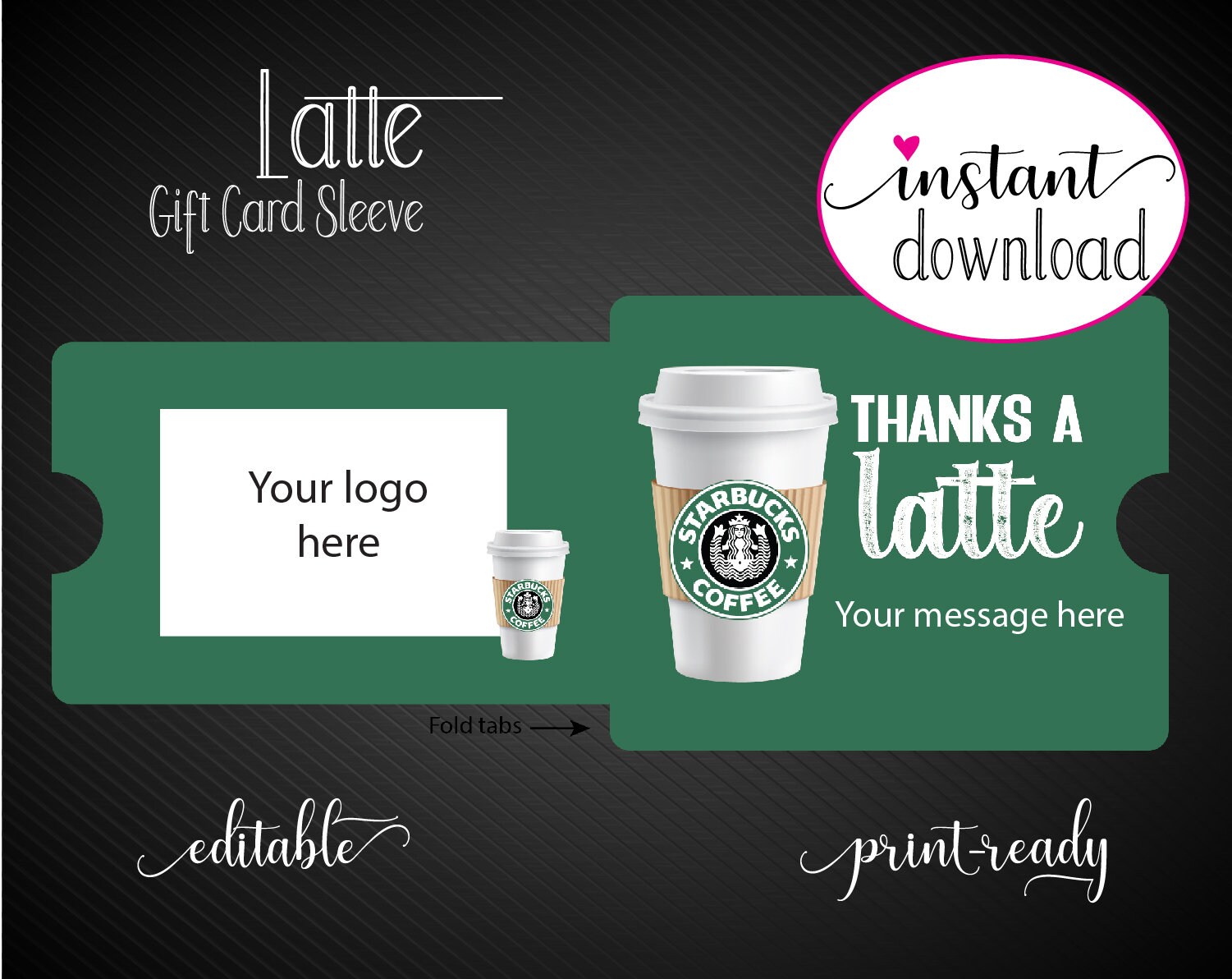 Printable BUSINESS Starbucks Coffee Gift Card Sleeve / Envelope. Thanks ...