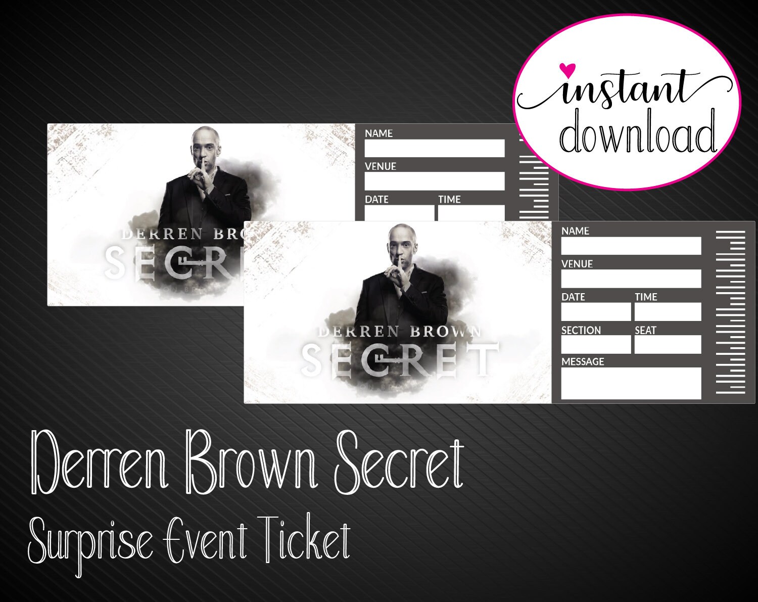DERREN BROWN SECRET Broadway Surprise Ticket. Editable Musical Theatre ...