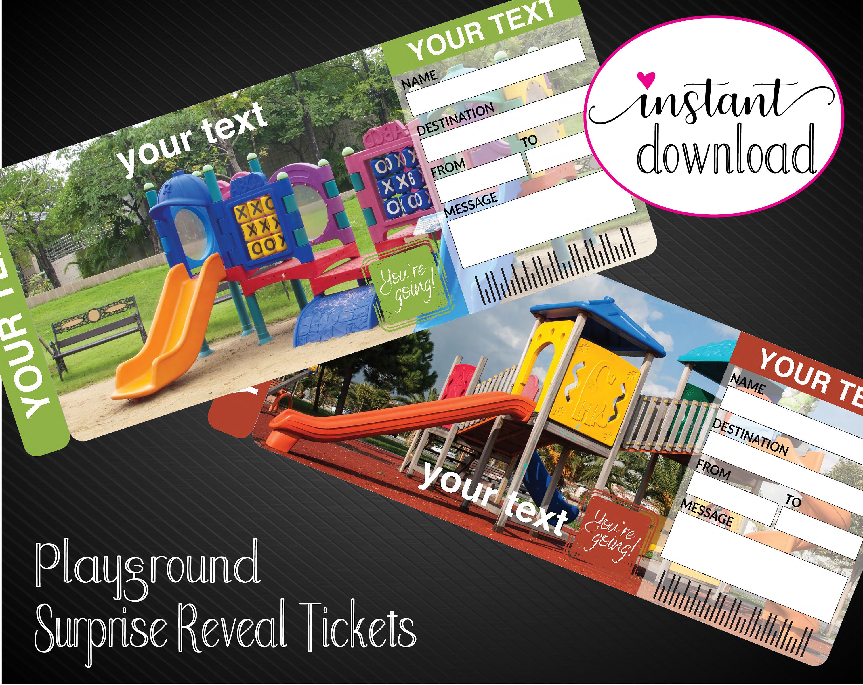 Printable PARK or PLAYGROUND Surprise Gift Reveal Ticket. Admission ...