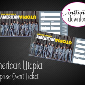 Printable AMERICAN UTOPIA Broadway Surprise Ticket. Editable Musical ...