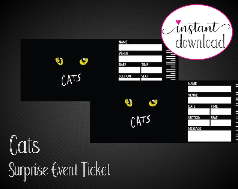 Printable CATS Broadway Surprise Ticket. Editable Musical - Etsy
