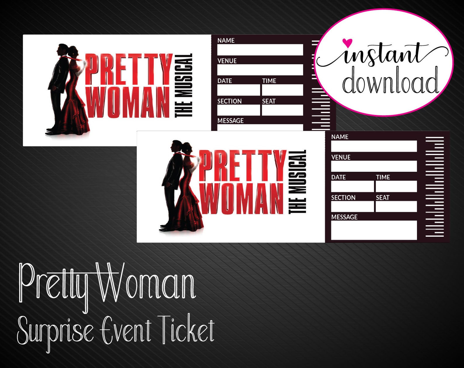 Printable PRETTY WOMAN Broadway Surprise Ticket. Editable - Etsy UK