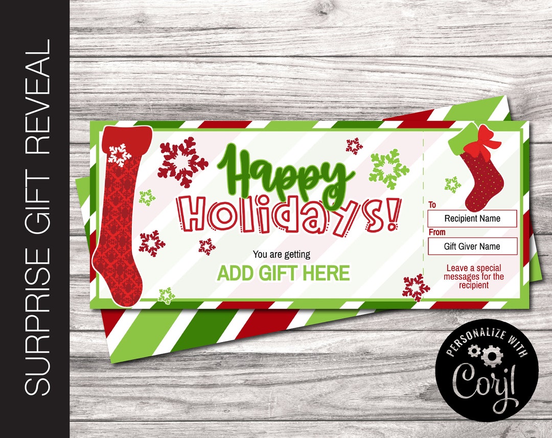 DIY Editable Holiday Surprise Gift Reveal Coupon. Last Minute. - Etsy