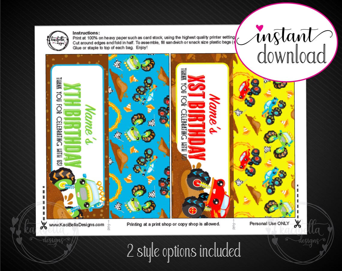 Printable BIRTHDAY Treat Bag Topper Candy Bag Party Favor | Etsy