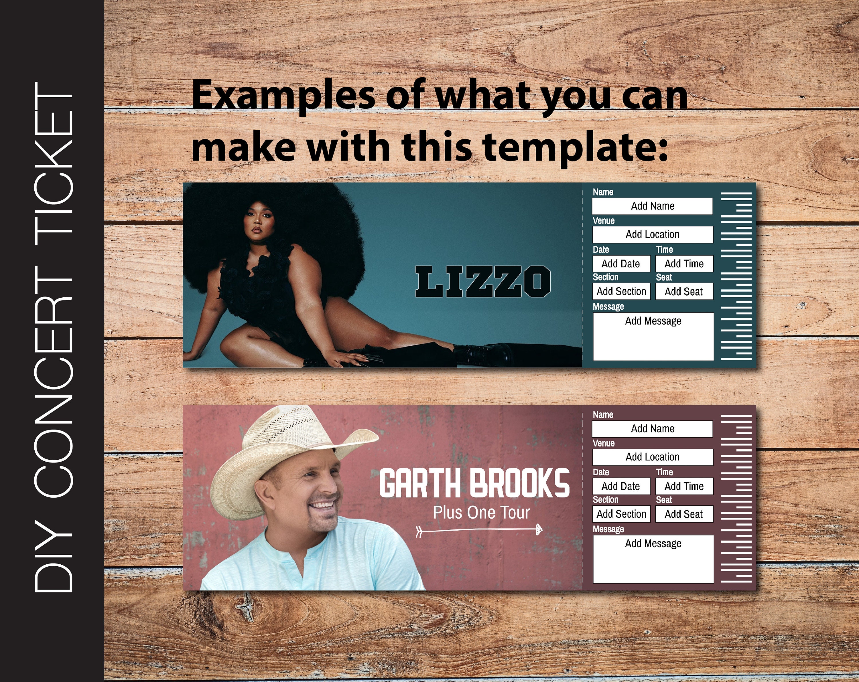 DIY Concert Template. Surprise Reveal Ticket. Faux Event Admission ...