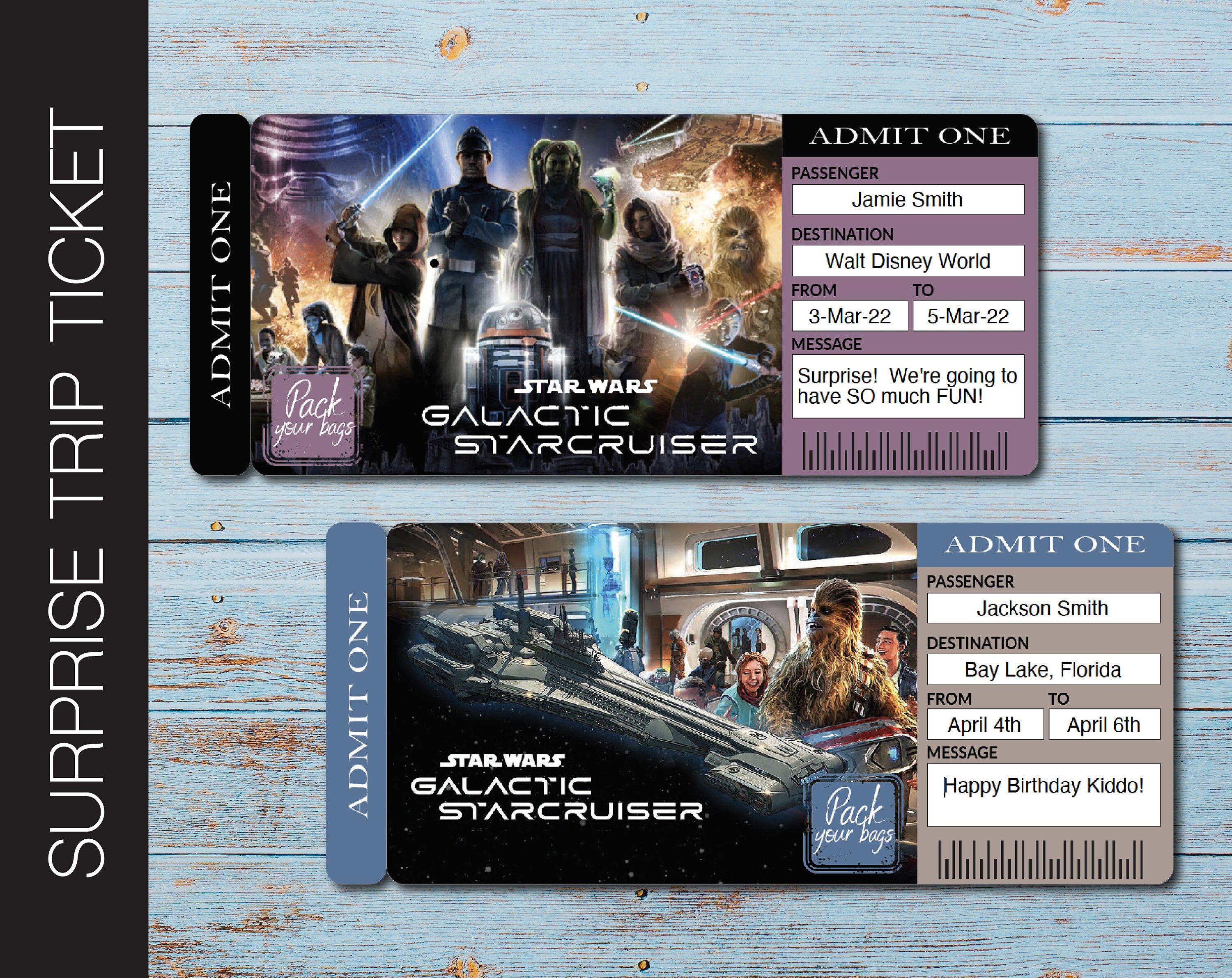 Printable GALACTIC STAR CRUISER Surprise Gift Ticket / - Etsy