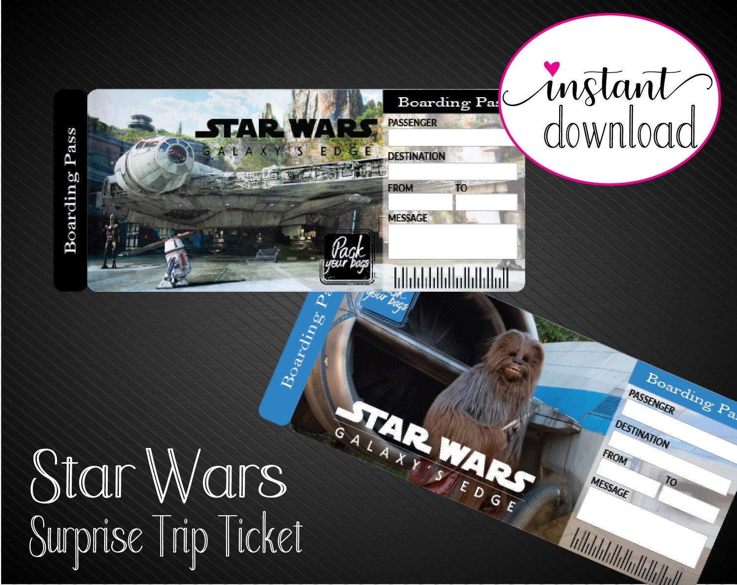 Invitations Digital STAR WARS Galaxy Edge Surprise Trip Gift Ticket ...