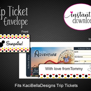 Printable DISNEY Envelope for Surprise Gift Tickets, Vouchers, Boarding ...