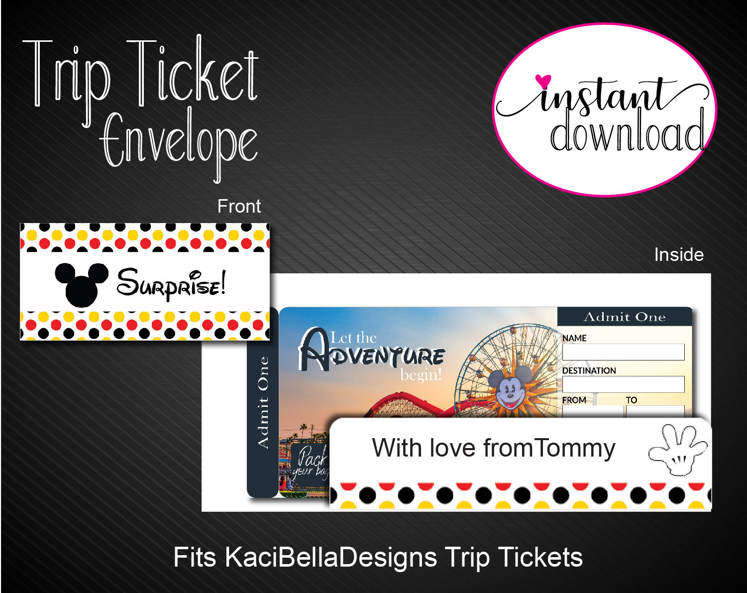 Printable DISNEY Envelope for Surprise Gift Tickets Vouchers | Etsy
