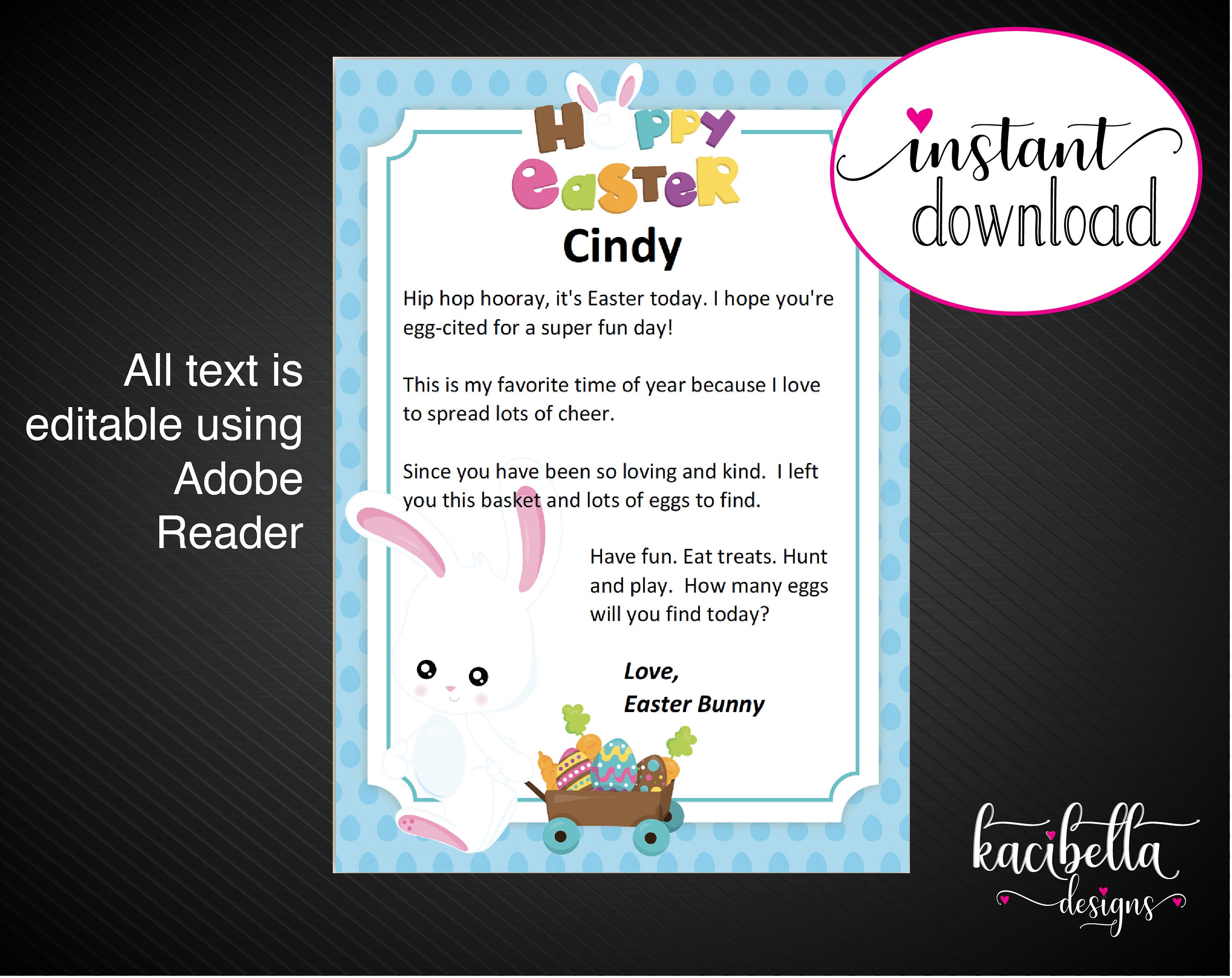 Printable EASTER BUNNY Personalized Letter. Letter From Easter Bunny ...