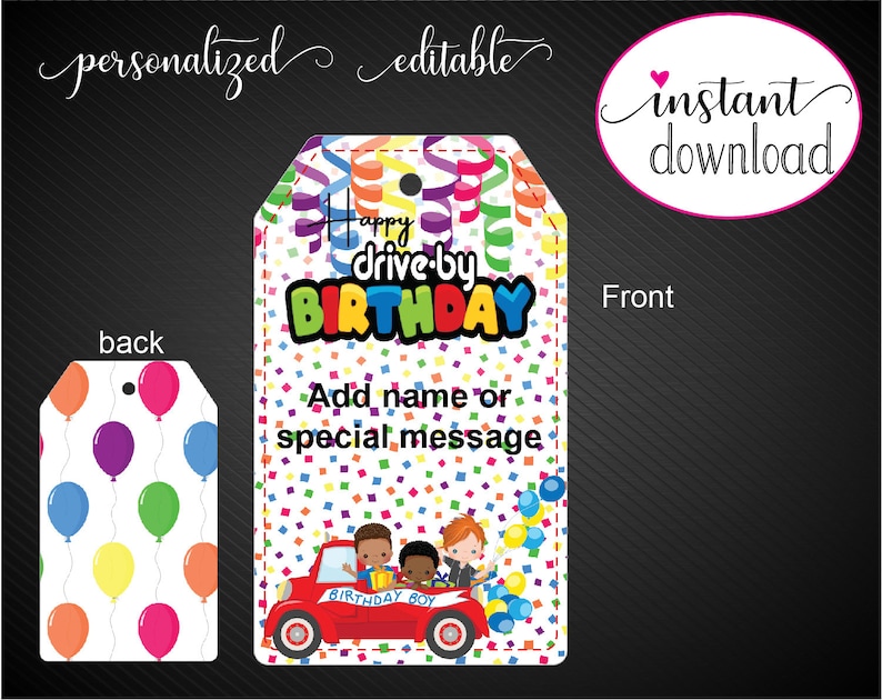 Editable BIRTHDAY BOY Theme Gift Tags. Birthday Parade Gift Tag. Social ...