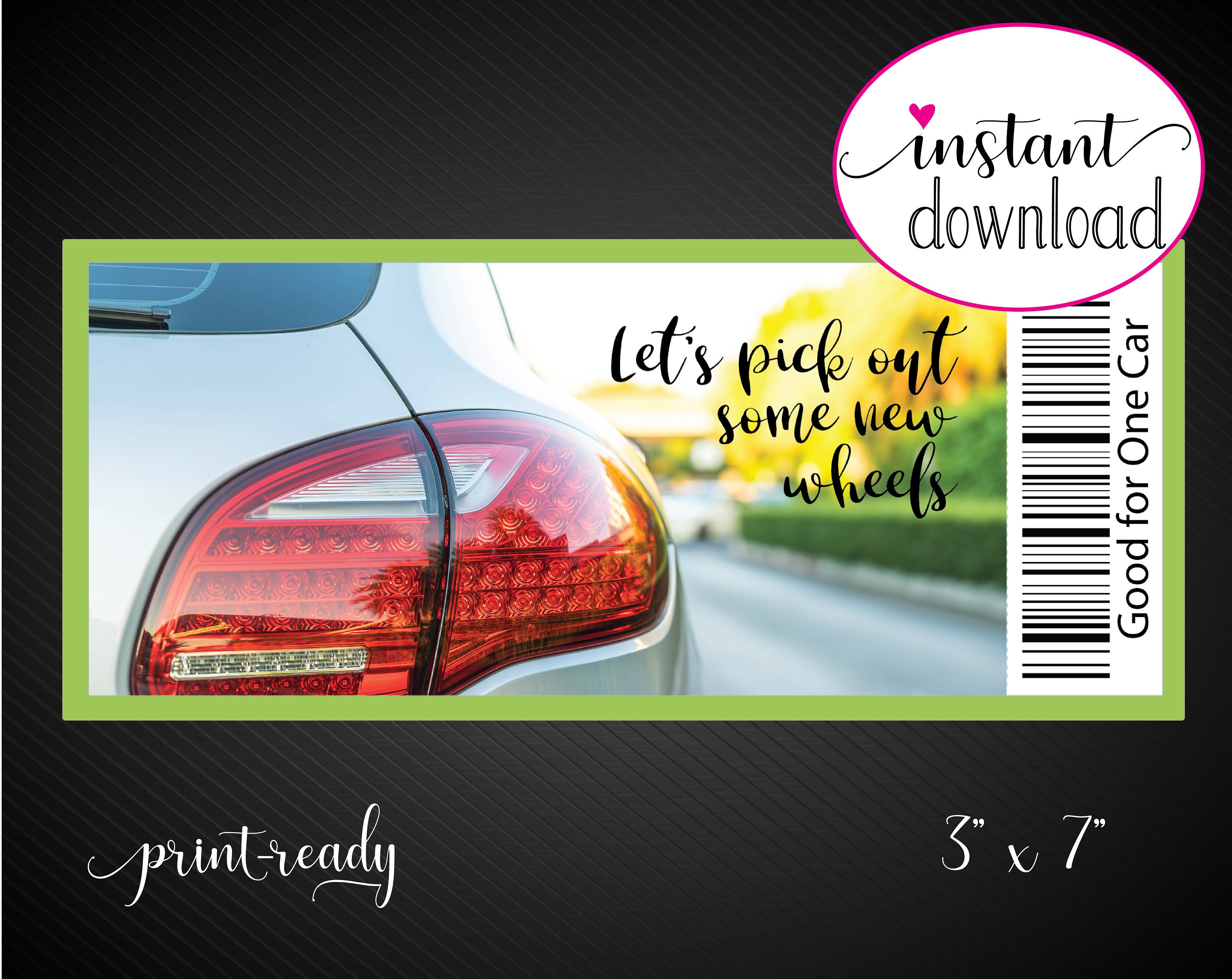 Printable NEW CAR Surprise Gift Reveal Coupon. Instant Printable ...