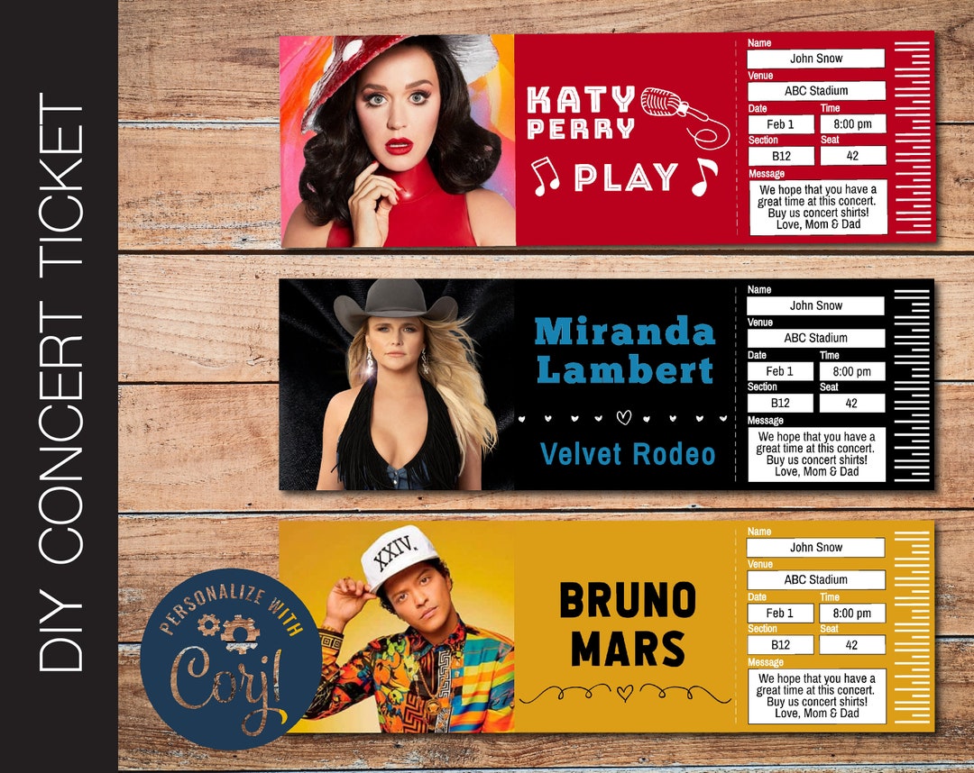 DIY Concert Template. Surprise Reveal Ticket. Faux Event Admission ...
