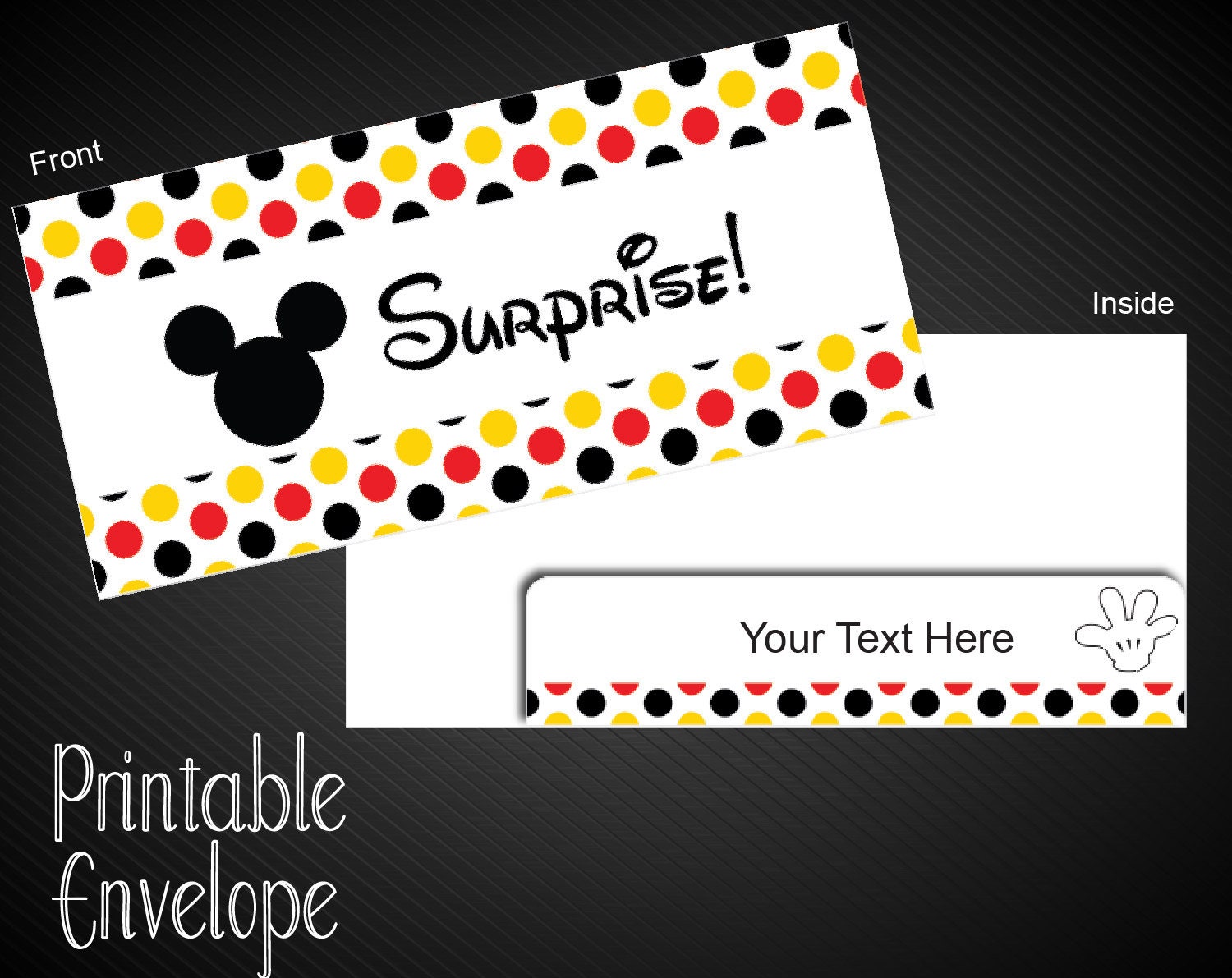 Printable DISNEY Envelope for Surprise Gift Tickets Vouchers | Etsy