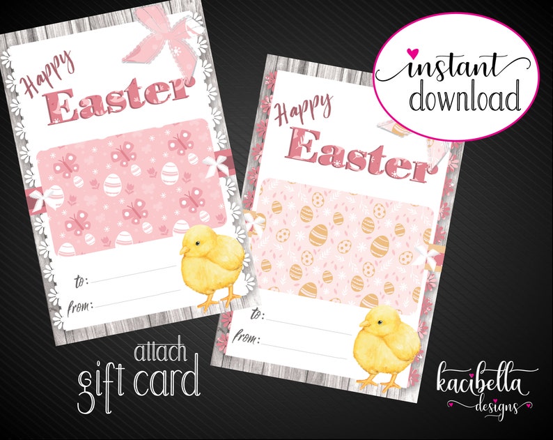 Printable EASTER Gift Card Holder. Easter Chick Themed - Etsy