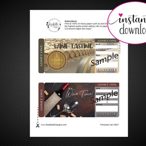 Printable WINE TASTING Surprise Trip Gift Ticket. Boarding Pass ...