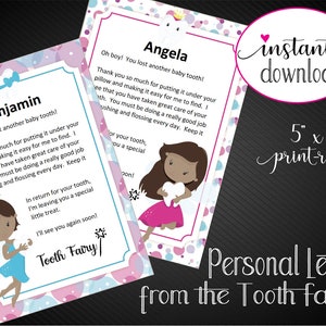 Printable TOOTH FAIRY Letters. 2 Letters. Lost Tooth. Editable ...