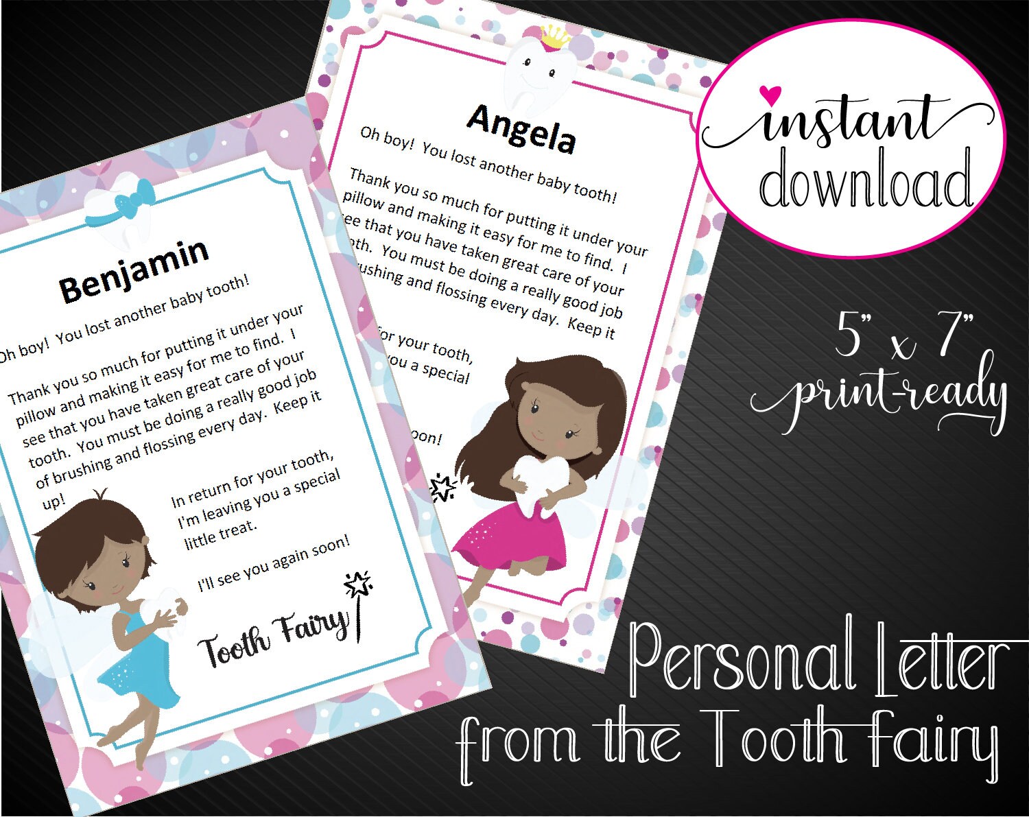 Printable TOOTH FAIRY Letters. 2 Letters. Lost Tooth. Editable ...